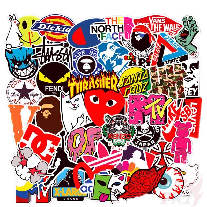 Jual PS 1 50 pcs STIKER LOGO hypebeast graffiti Sticker Vinyl Laptop ...