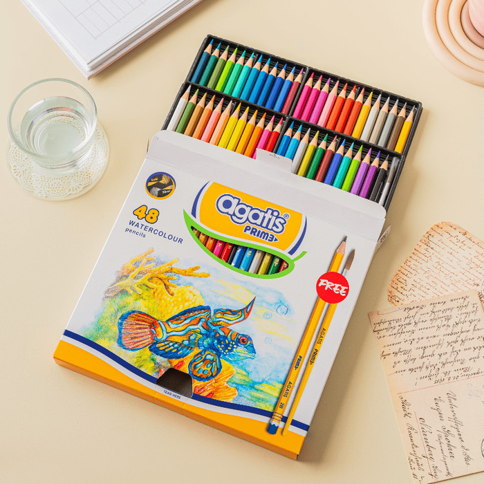 Jual Asaba Stationery- Pensil Warna Watercolor Agatis Prime 48 Warna ...