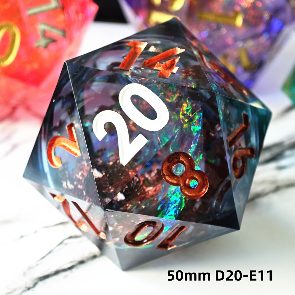 Jual MINI PLANET 50mm D20 Liquid Core Dice For TRPG DND D20 Large Dice Desktop Game Sharp ...