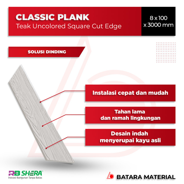 Jual RB Shera Classic Plank Teak Uncolored Square Cut Edge ...