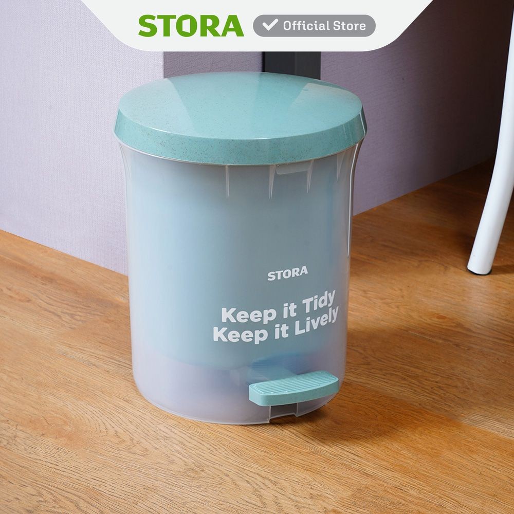 Jual Stora 8 ltr Tempat Sampah Pedal Printed Clear - Hijau Tong Sampah ...