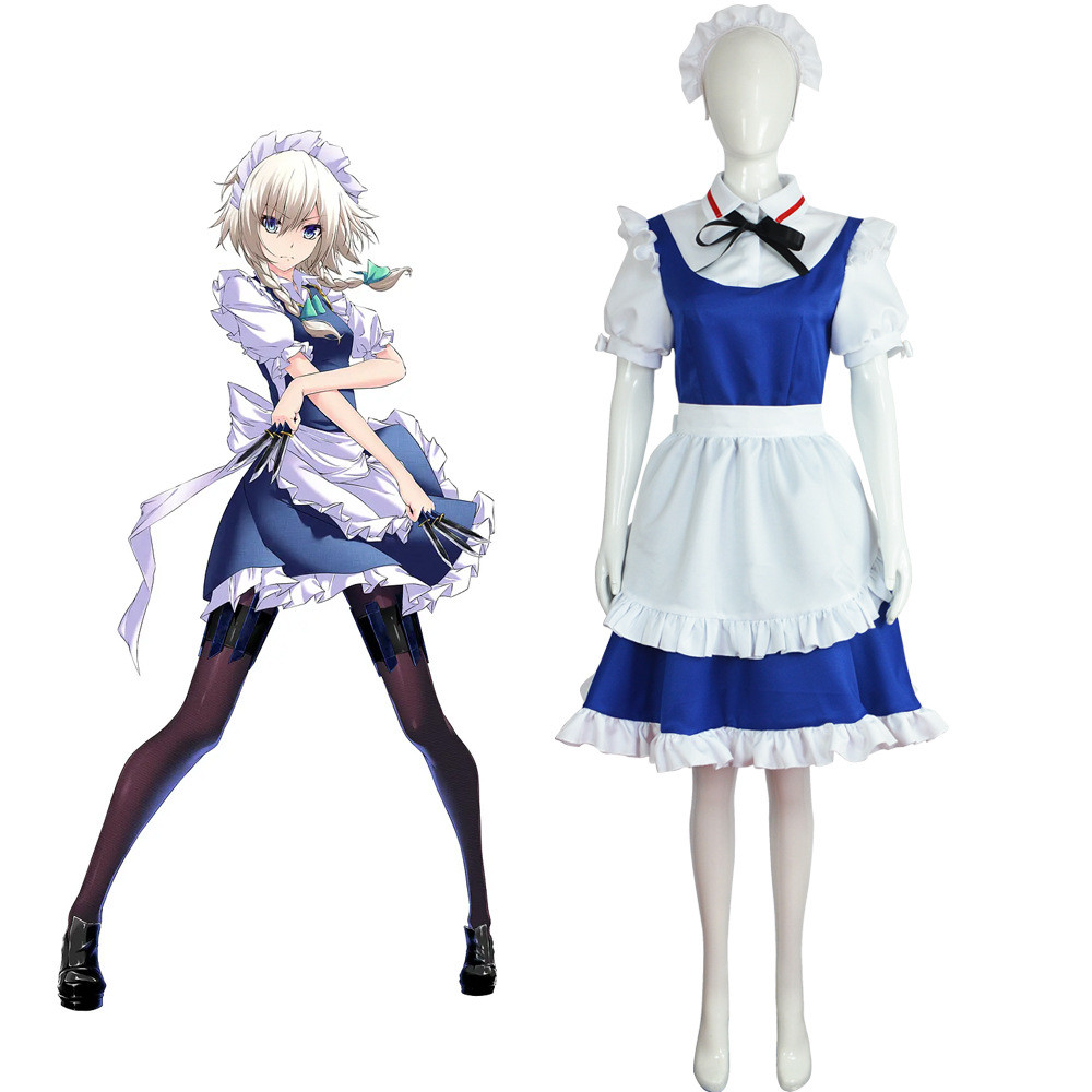 Jual Touhou Project Izayoi Sakuya Game Cosplay Costume Wig Touhou