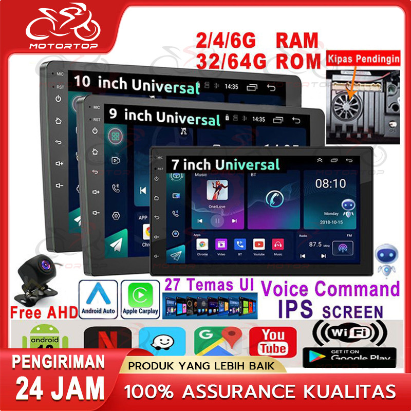 Jual With Cooling System 6G+64G Android 13 Head Unit 7/9/10 Inch Ips Layer Mobil Navigasi Untuk ...