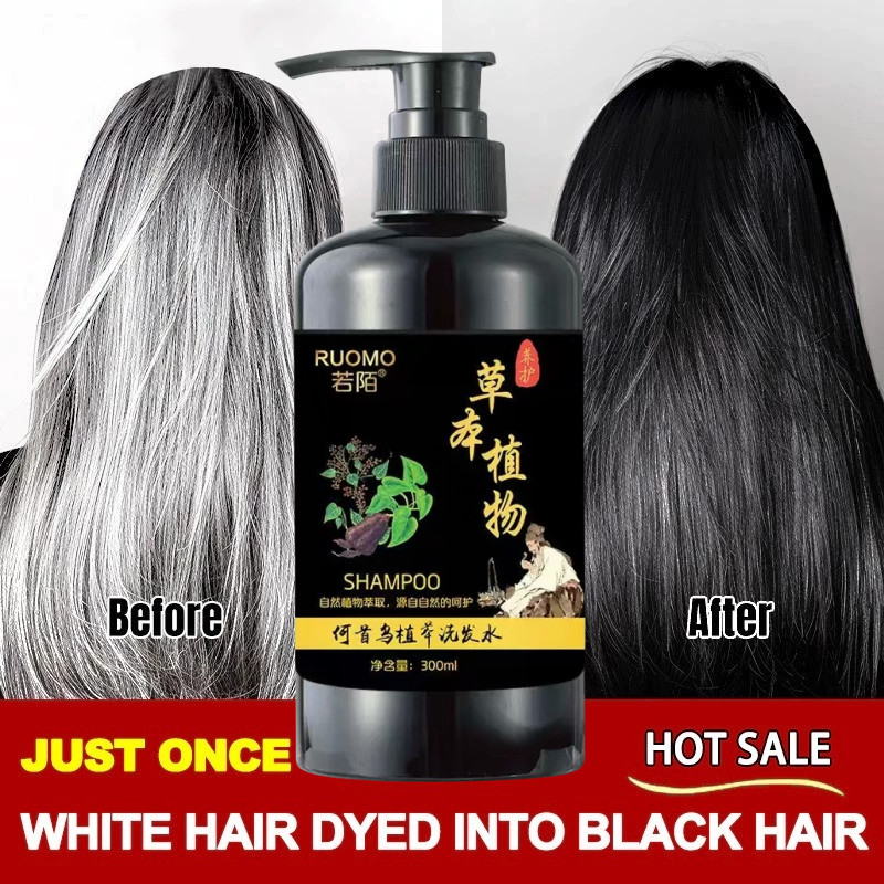 Jual 100% Original Shampo Penghitam Rambut Uban Menjadi Hitam Permanen ...