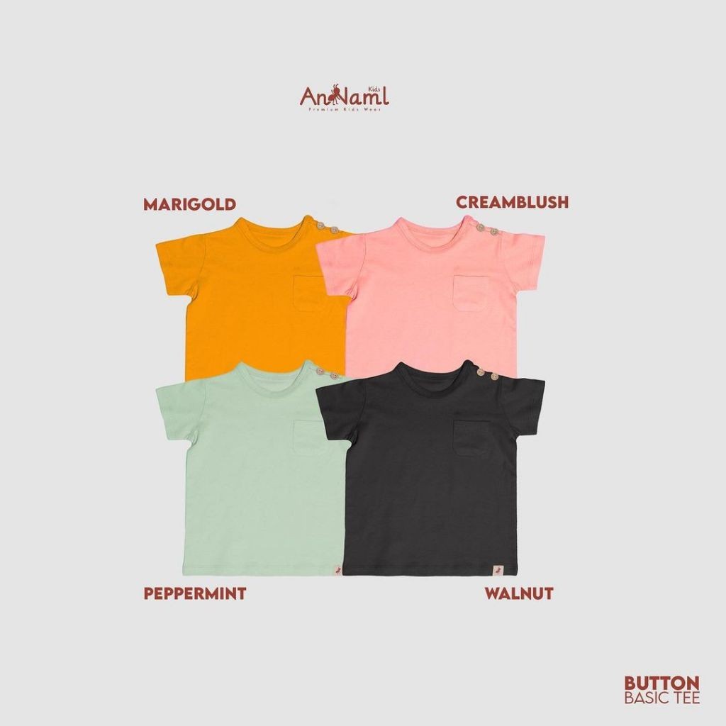 Jual An-Naml Kids - Buttons Basic Tee - Kaos Anak Usia 1-6 Tahun | Shopee Indonesia