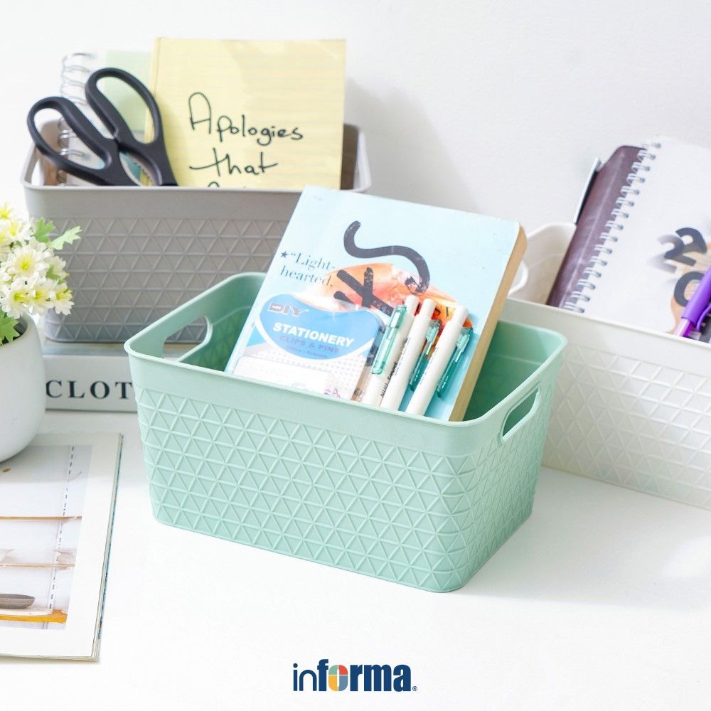 Jual Informa 22.5X15.8X11.5 cm Keranjang Serbaguna Waffle - Hijau ...