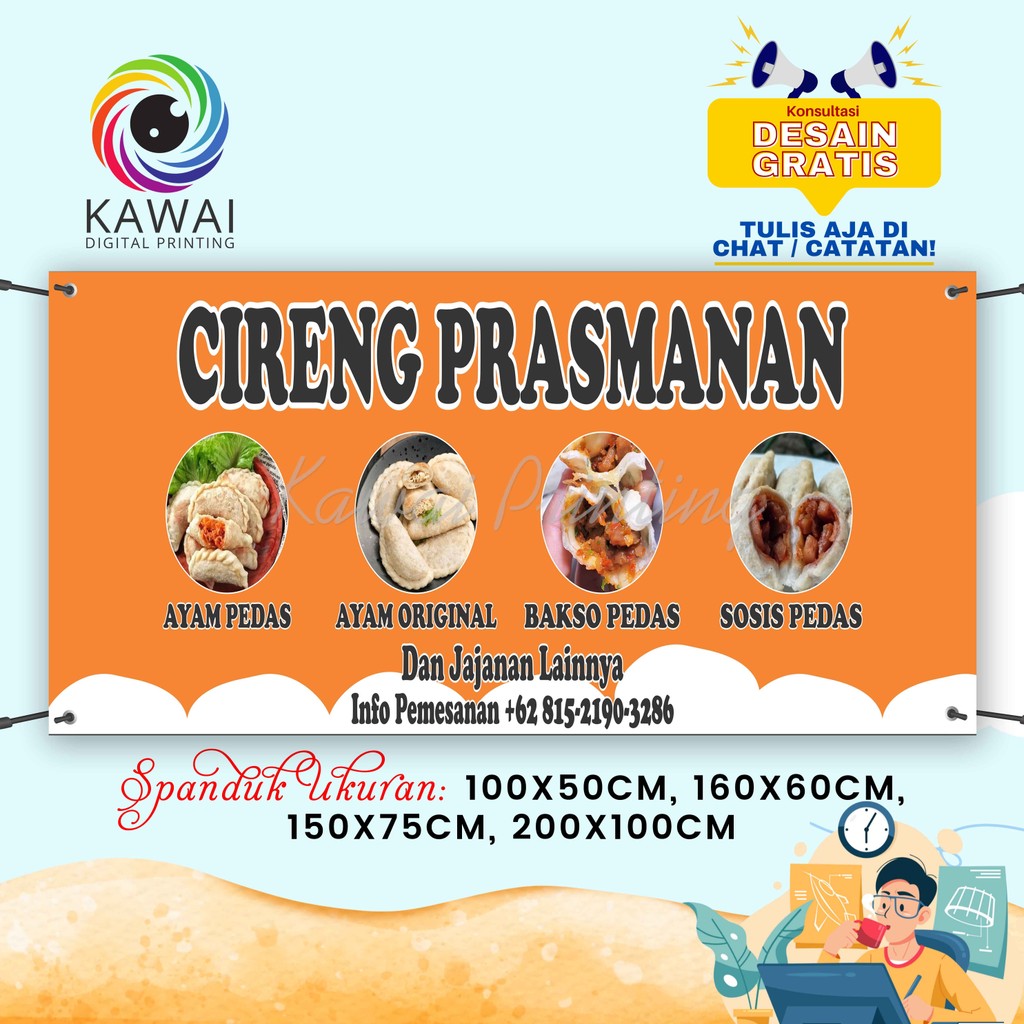 Jual Spanduk Banner MMT Cireng Prasmanan Oren Rekuest 200x100 Cm ...