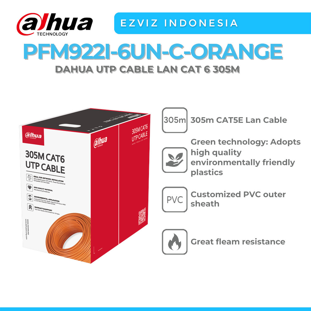 Jual DAHUA PFM922I-6UN-C-ORANGE DAHUA UTP CABLE LAN CAT 6 305M | Shopee ...