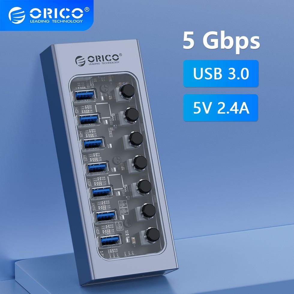 Jual ORICO Powered USB Hub Splitter Socket with Multi USB 3.0 Port Slot ...