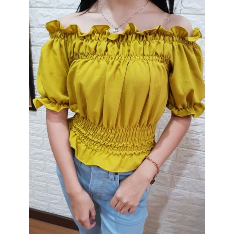 Jual Sabrina Kerut Sasa / Blouse Sabrina Kerut Puffy / Sabrina Serut ...