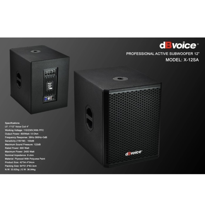 Jual Subwoofer Aktif Db Voice X 12SA / 12" Active Dbvoice X 12SA ...