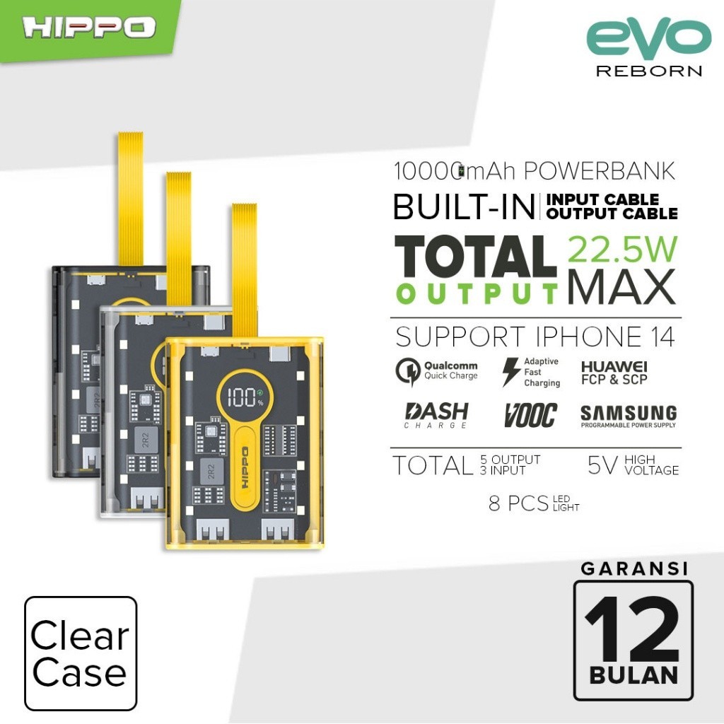 Jual [ PB HIPPO ]- Hippo PowerBank Evo Reborn 10000mAh PD 22,5W Quick ...