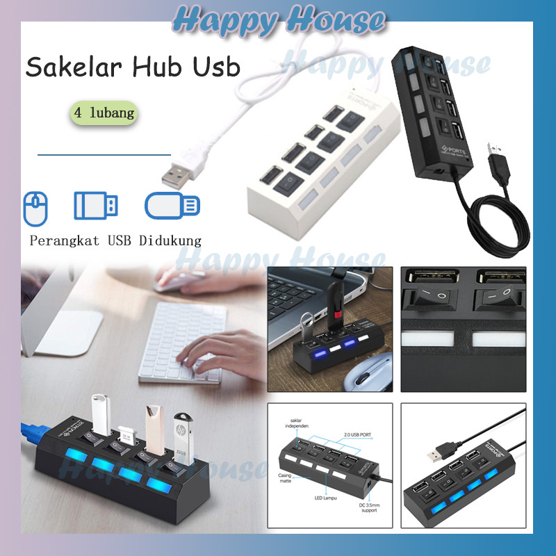 Jual Usb Hub Saklar 4 Port On / Off High Speed With Switch | Shopee Indonesia