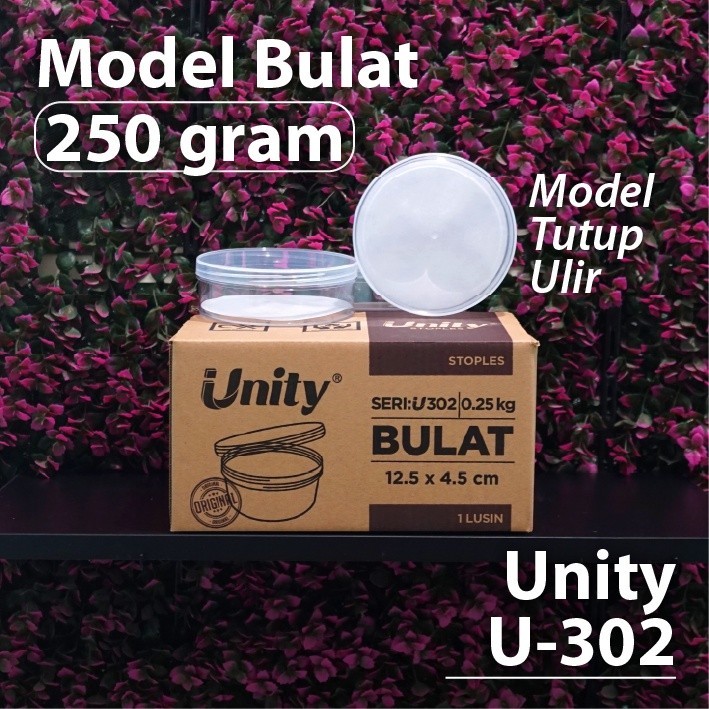 Jual (Bekasi) Toples Unity U 302 - Model Bulat Tutup Ulir - Volume 250 gram - 0.25 kg | Shopee ...