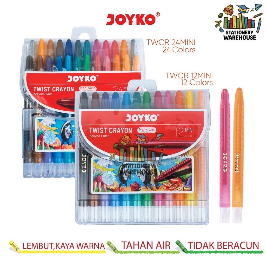 Jual Krayon Putar Mini Twist Crayon Joyko TWCR 12 dan 24 Warna | Shopee ...
