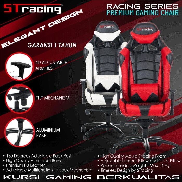Jual KURSI GAMING CHAIR KURSI GAMER BANGKU GAMING KURSI GAMERS ST ...