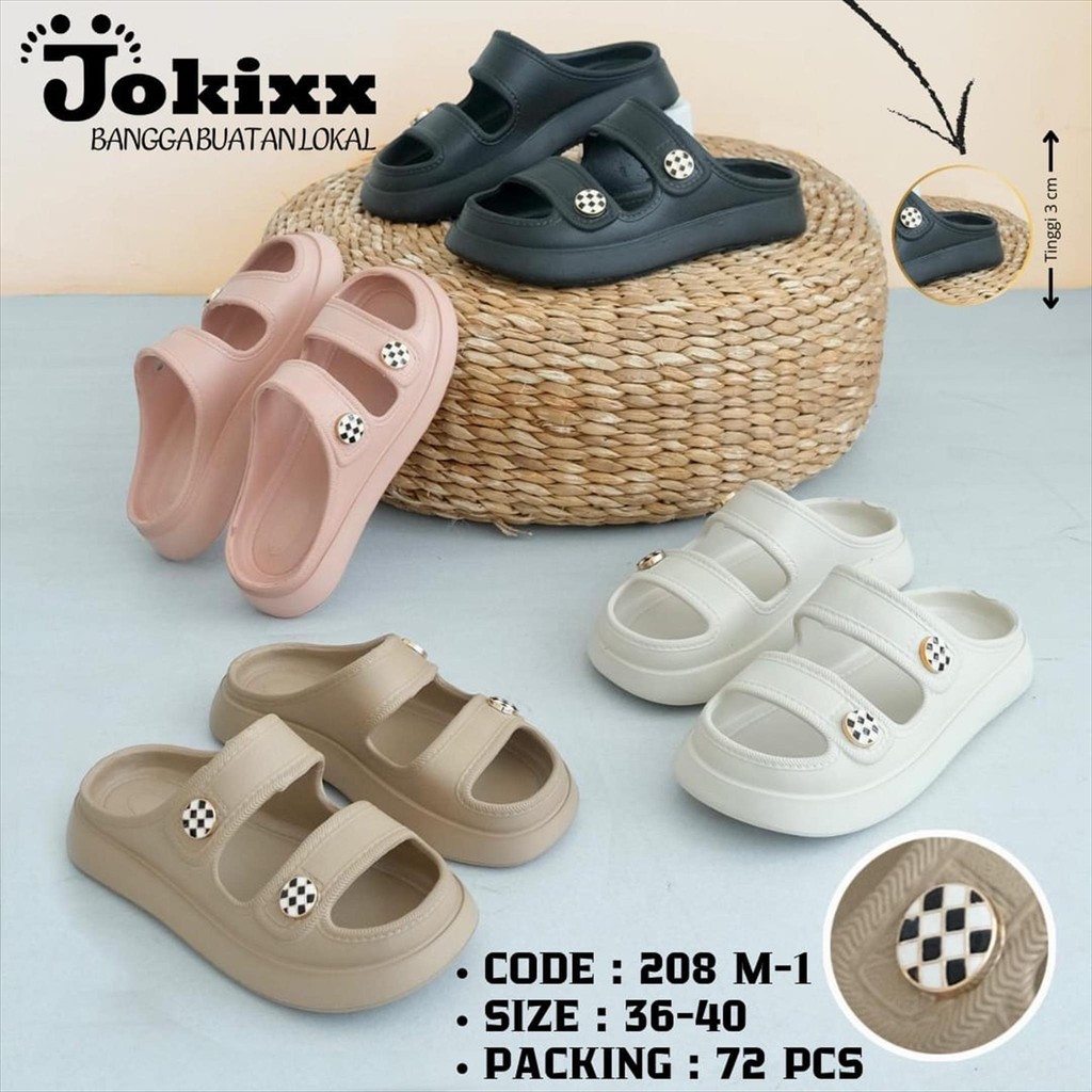 Jual Sandal Slop Jokixx Eva Wanita Ban 2 Kancing Catur Sol Tebal Empuk ...