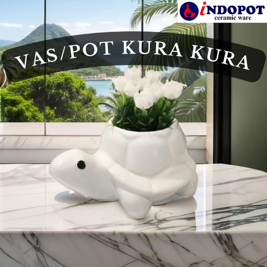 Jual INDOVAS- Best Seller Vas Pot Bunga Keramik Model Hewan Kura Kura ...