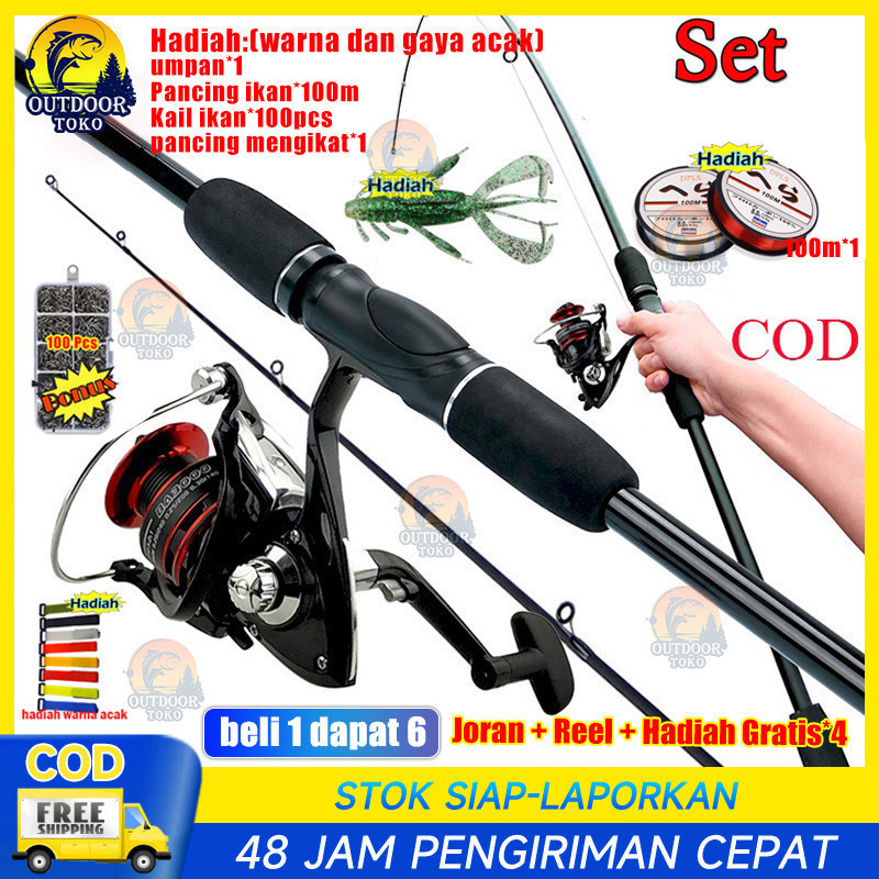 Jual 【# Beli 1 Dapat 6 #】Pancing Set 1.6M/1.8M/2.1M/2.4M Joran Pancing Set Dengan Bahan Serat ...