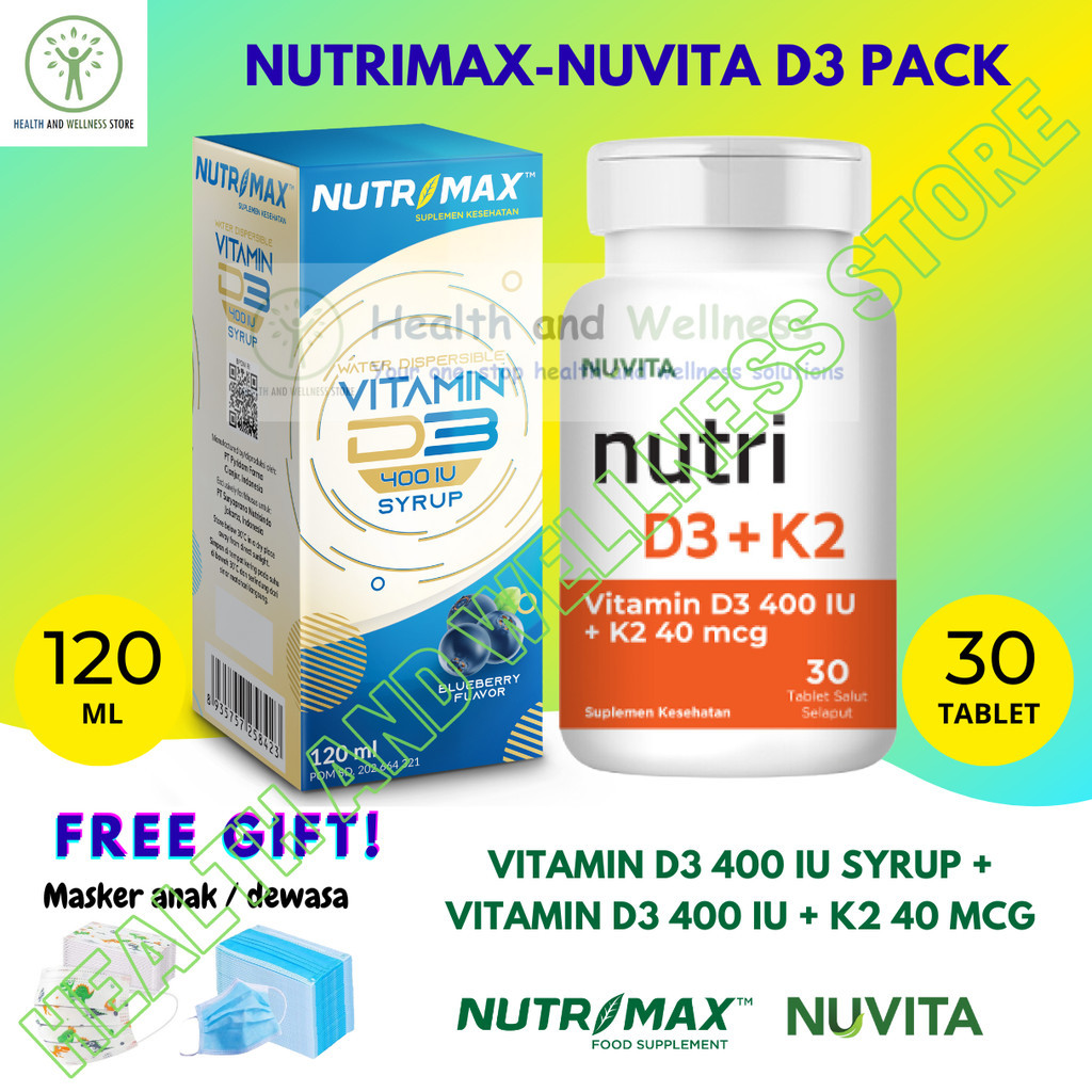 Jual Nutrimax Vitamin D3 400 IU Syrup 120 Ml Dan Nuvita Nutri D3 400 IU K2 40 Mcg 30 Tablet ...