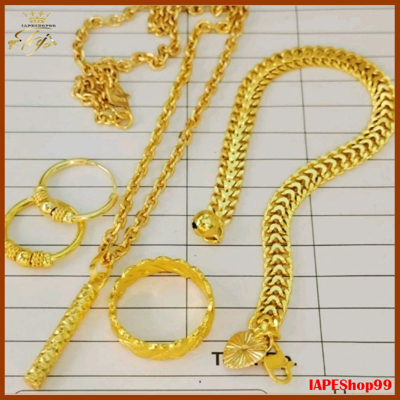 Jual Set Perhiasan emas mudah 24k kadar 17,7 model Rante Tabung ...