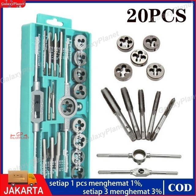 Jual 20pcs Toolbox Alat Snai dan Tap Ulir Baut Senai Die Senei Kualitas ...