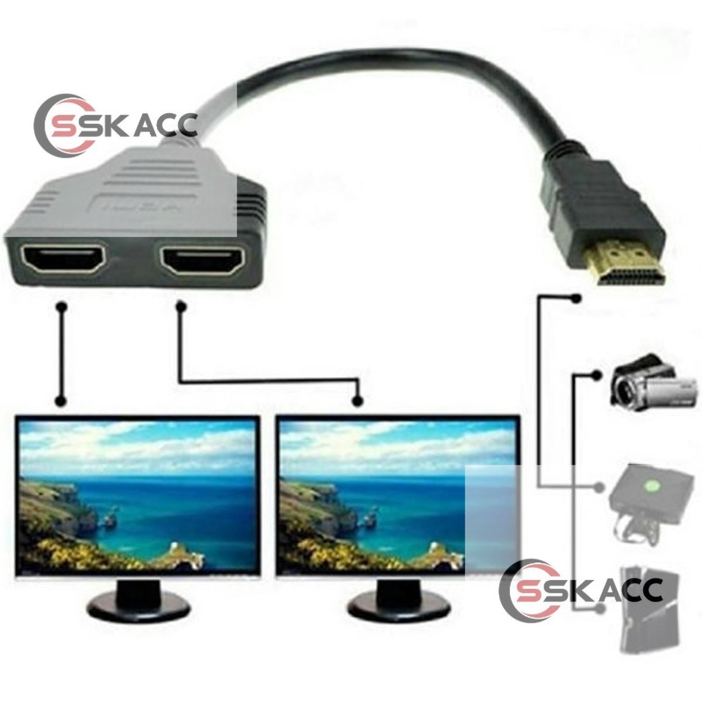 Jual Kabel Hdmi splitter 2 port / Kabel Hdmi cabang 2 ( 1 input 2 ...