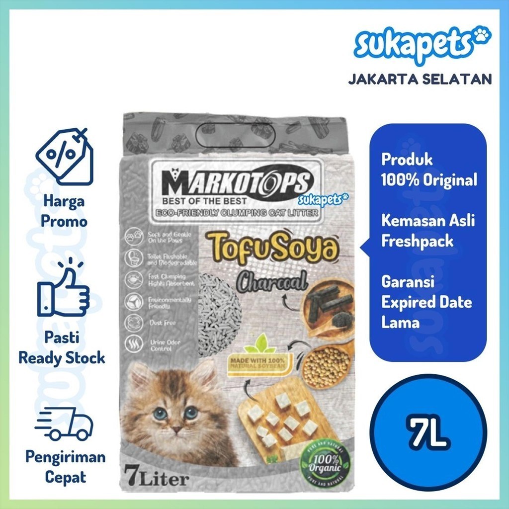 Jual Markotops Tofu Soya Pasir Kucing Gumpal Cat Litter Charcoal 7L ...