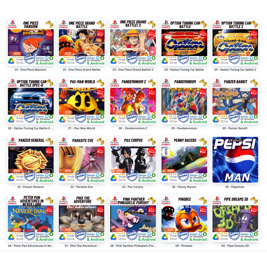 Jual Game PC KOLEKSI 100 GAME PSX P-Q Emulator PS1 | Bisa Main di ...