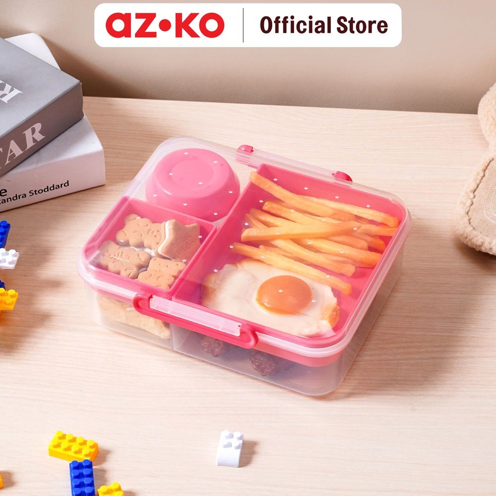 Jual AZKO Ataru 2.15 ltr Kotak Makan 3 Sekat - Merah lunch box food grade food box kotak bekal ...