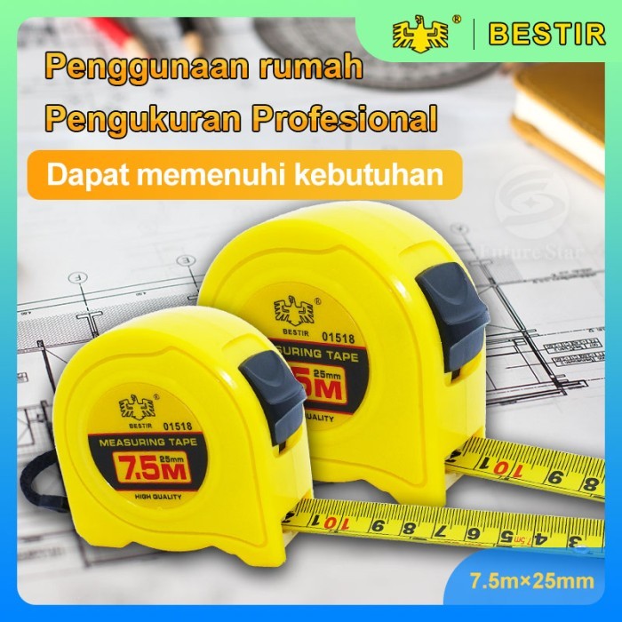 Jual Measuring Tape Roll Karet 5 7.5M Meter Meteran Gulung Plastik ...
