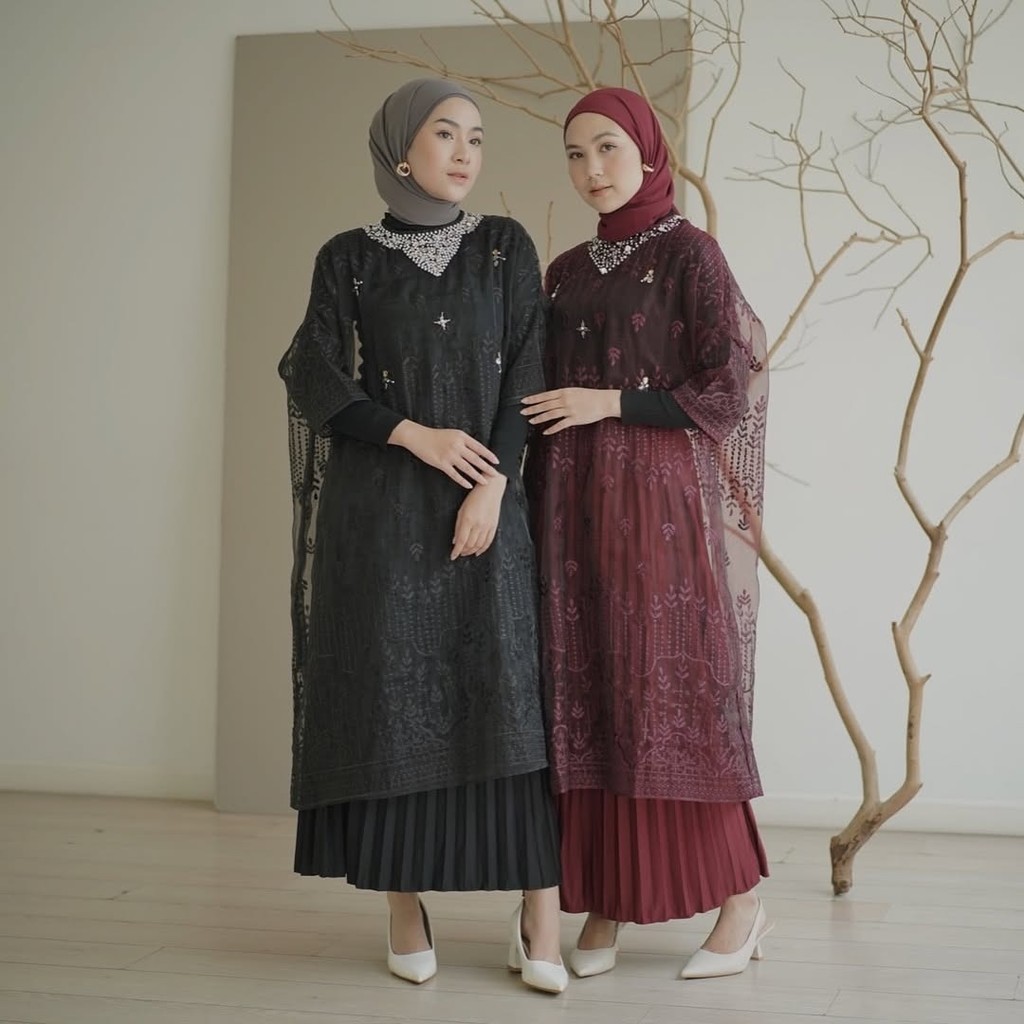 Jual Oclo Livanda Outer Lace Tulle Organza Brocade Mute Midi | Shopee ...