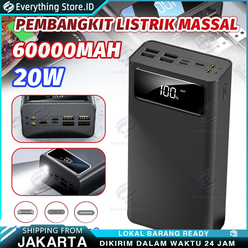 Jual PowerBank 4 USB 60000 mAh Fast Charging External Battery Powerbank ...