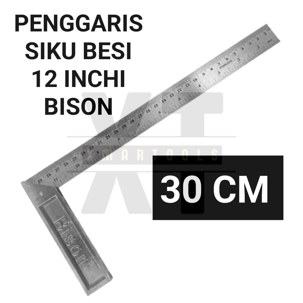 Jual Siku Tukang 12 Inchi BISON / Siku Meter / Meteran Penggaris Siku L ...