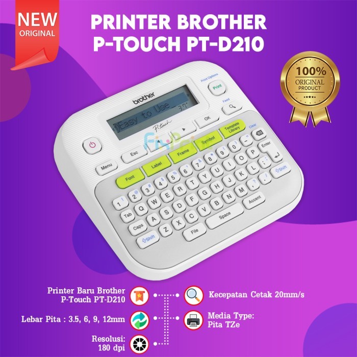 Jual Printer Brother P-Touch PT-D210 D210 Printer Label Maker D 210 D ...