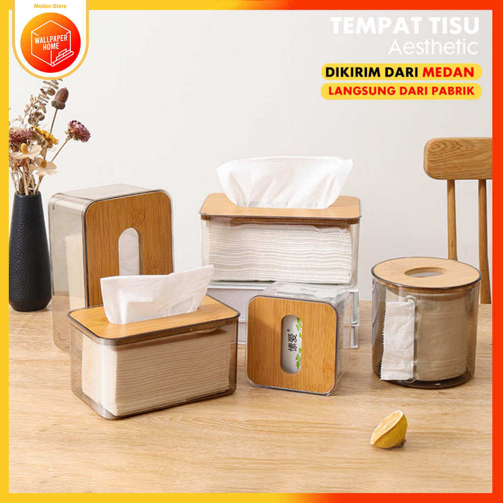 Jual Tempat Kotak Tisu Kayu Transparan Aesthetic Tempat Tissue Kamar ...