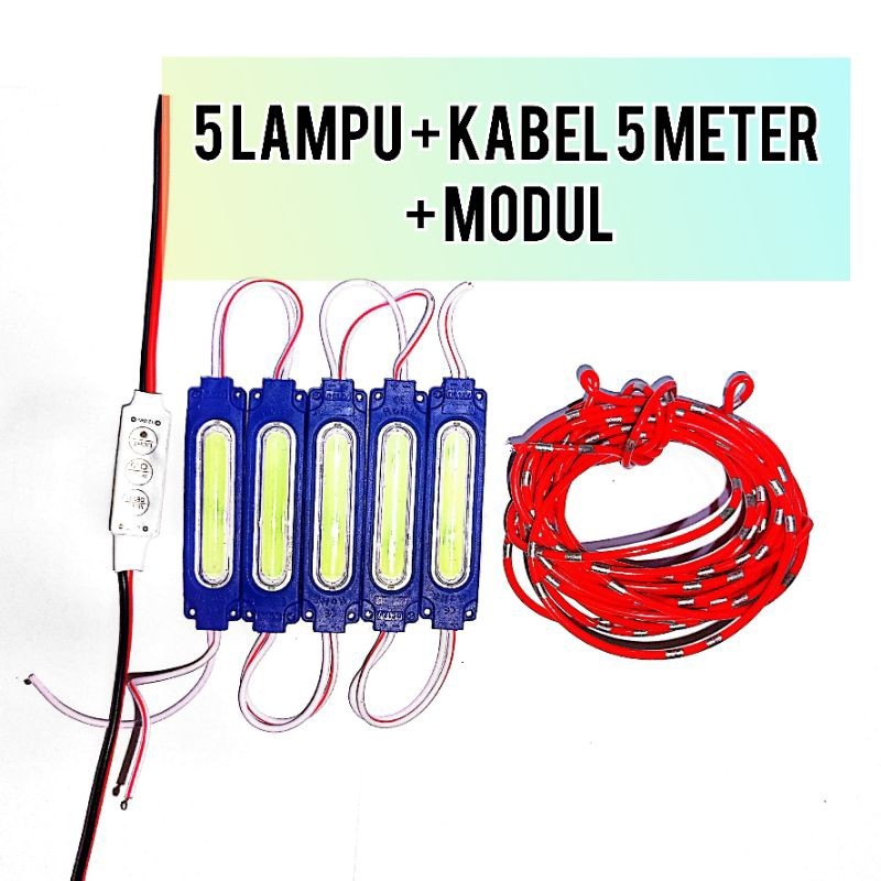 Jual 5 pcs Lampu LED COB plasma 6 titik 12 volt 24 volt bonus kabel 5 meter dan modul kedip ...