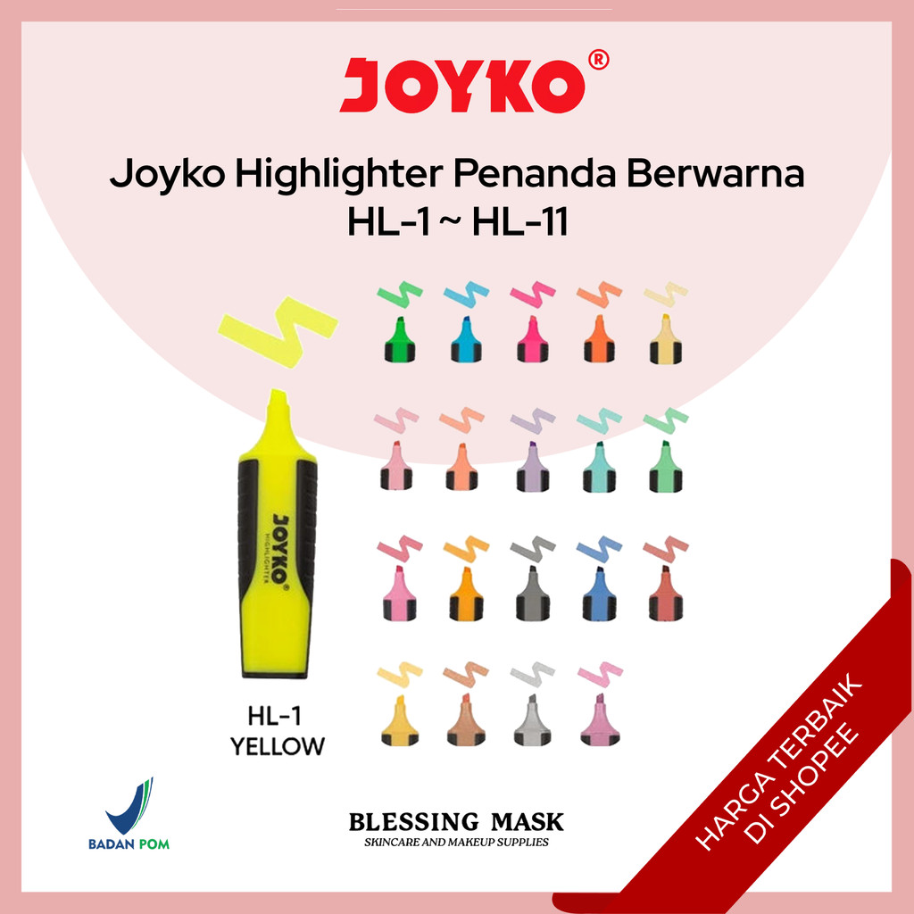 Jual Joyko Highlighter Penanda Berwarna HL-1 HL-11 | ATK Blessingmask | Shopee Indonesia