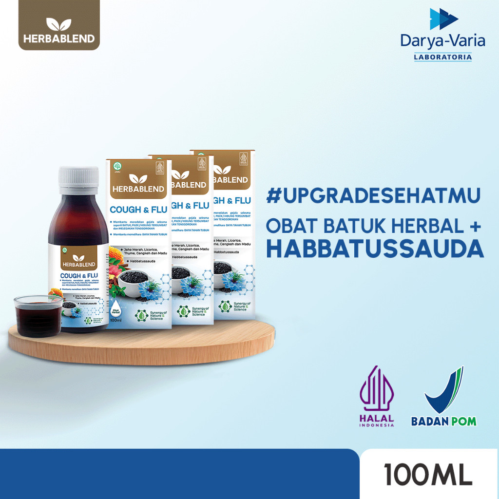 Jual Herbablend Cough & Flu Sirup Herbal (3 botol x 100 ml) - Suplemen ...