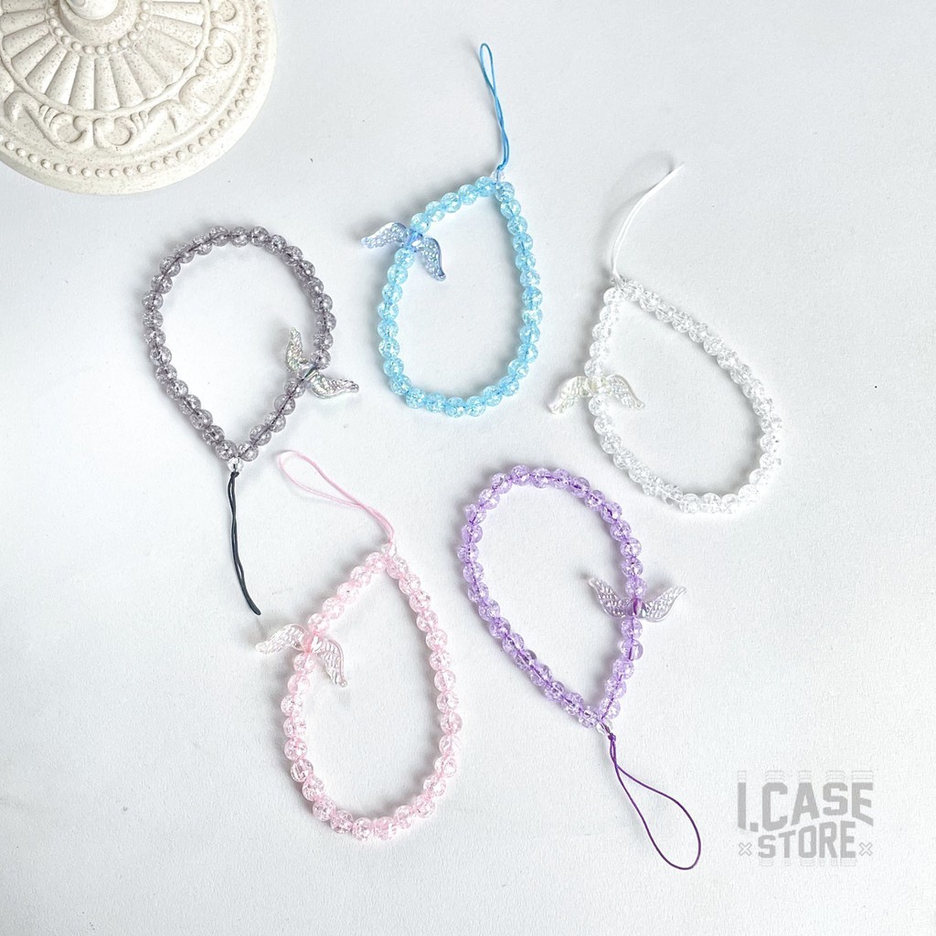 Jual I.Case_Store Beads Strap Gantungan Handphone varian Glitter Wings ...