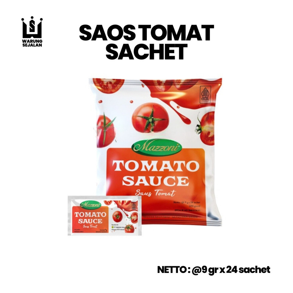 Jual MAZZONI Tomato Sauce Sachet 9gr (24 Pcs) | Shopee Indonesia