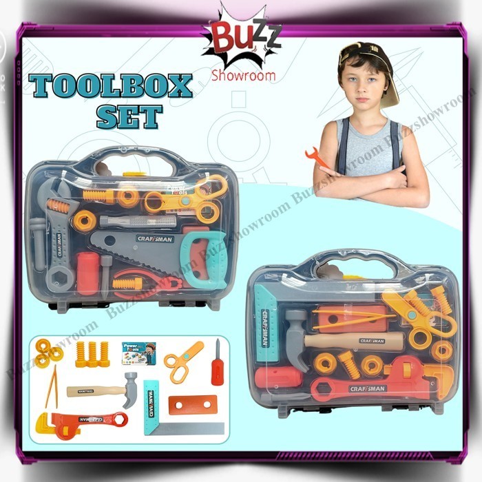 Jual PlayKids ToolBox Anak Tools set toys mainan alat perkakas obeng ...