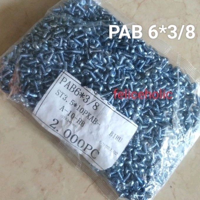 Jual TY63ED (PAB 6x3/8) SEKRUP / SKRUP / BAUT KEPALA PAB 6x3/8 ISI 2000 PCS | Shopee Indonesia