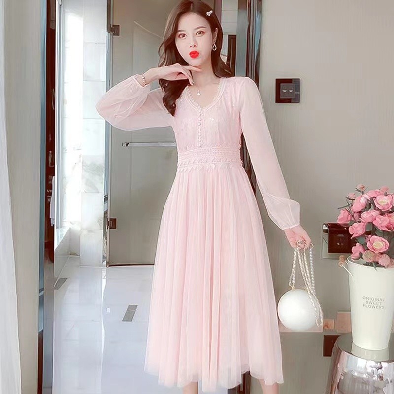 Jual Baru Korean High class Mesh Lace Dress/dress korea/ GAMIS MODEL ...