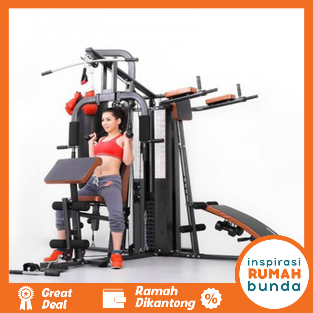Jual HOME GYM 3 SISI PLUS SAMSAK ALAT GYM ALAT FITNESS | Shopee Indonesia