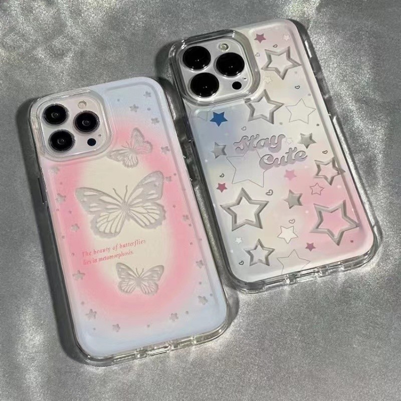 Jual Gradient Pink Star Phone Case Oppo A1k/C2 A3s A15/A15s A16 A16k ...