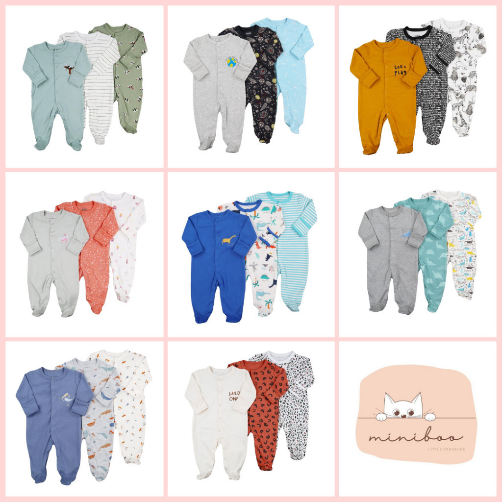 Jual MINIBOO - Jumper Panjang 3pcs Premium Sleepsuit Bayi Newborn 0 ...