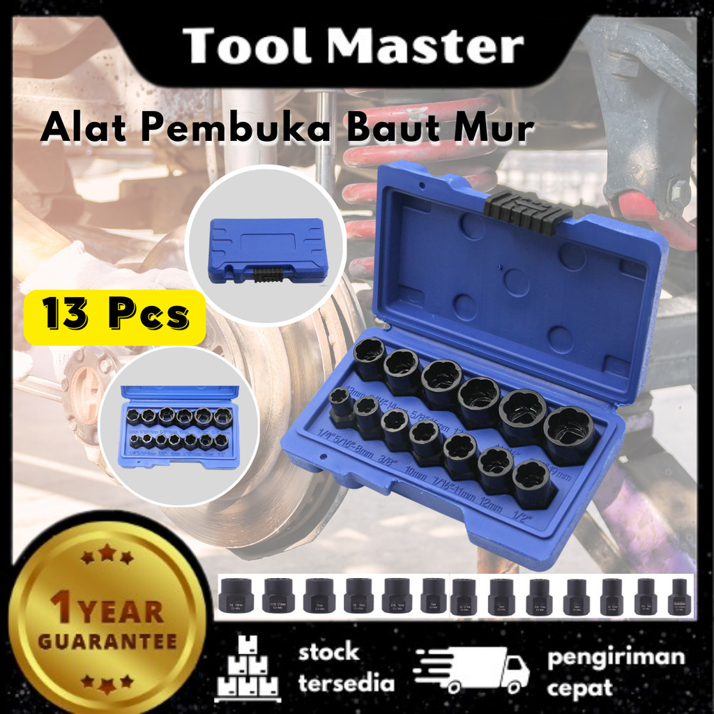 Jual Tool Master GARANSI 1 TAHUN 13 PCS Alat Pembuka Baut Mur Hex Rusak ...