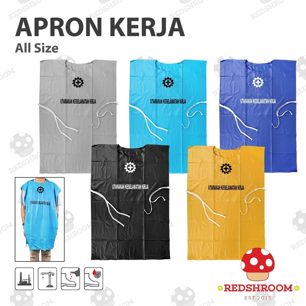 Jual Apron Celemek Kerja PVC anti air Biru Hitam Kuning Silver | Shopee ...