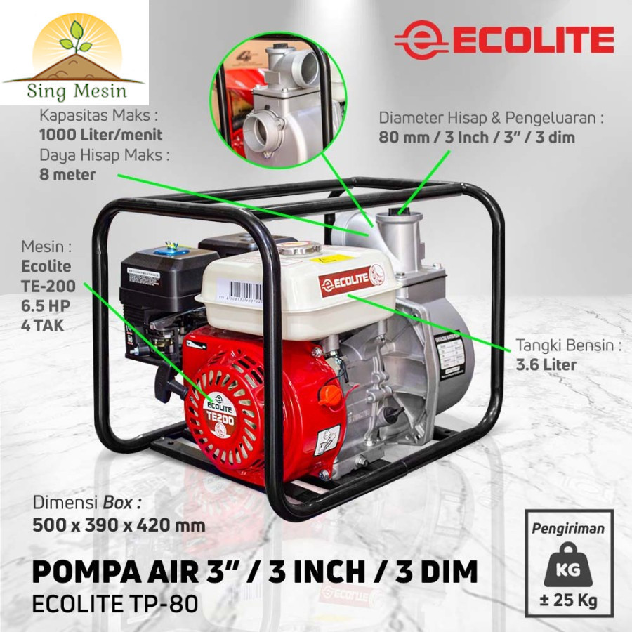 Jual Mesin Pompa Air Irigasi 3" ALKON 3 inchi Pompa Air 3 "Mesin bensin ...